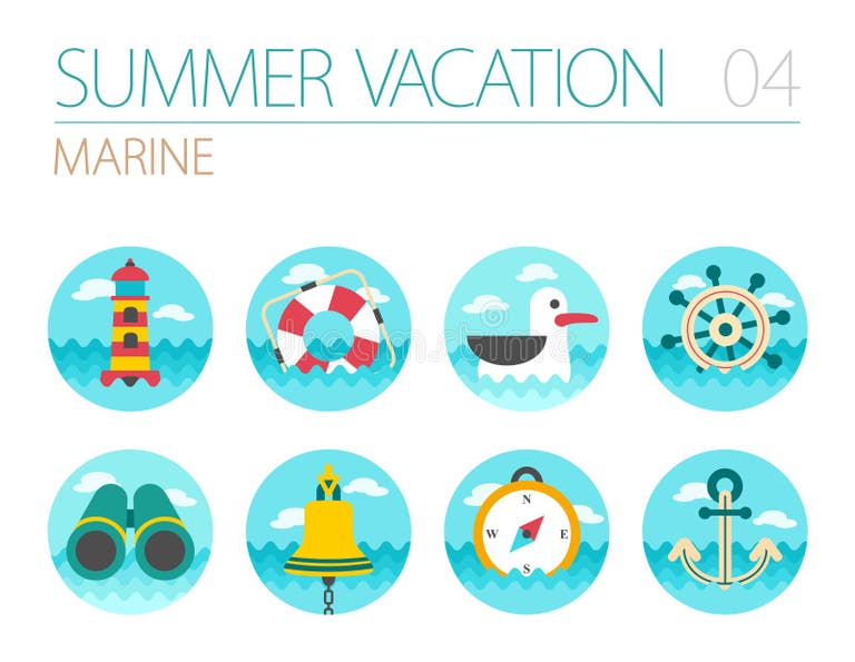 Marine Icon Vector Set. Travel Stock Vector - Illustration of direction ...