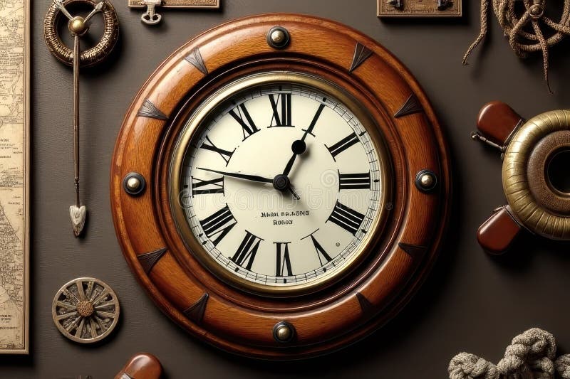 Marine Inspired Wall Clock Concept Stock Illustration - Illustration of ...