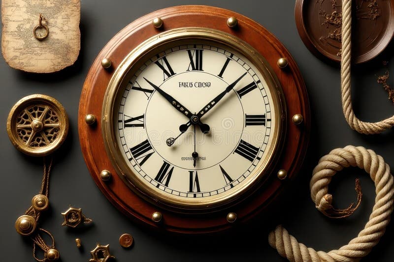 Marine Inspired Wall Clock Idea Stock Illustration - Illustration of ...