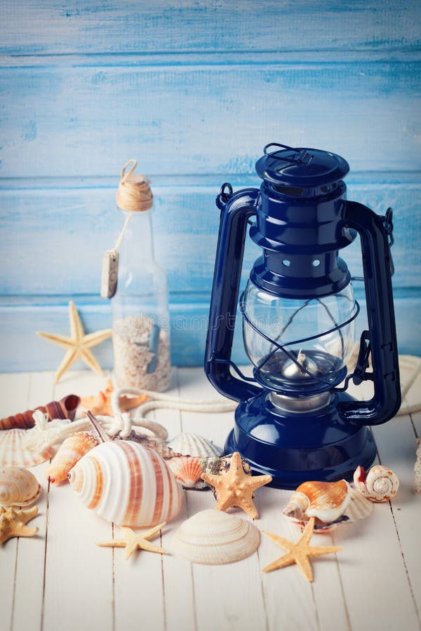 Marine Items on Wooden Background. Stock Photo - Image of still ...