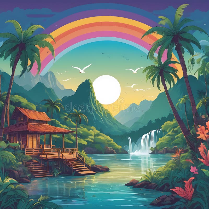 Gradient Illustration Beach during Summer Holidays Party Stock ...