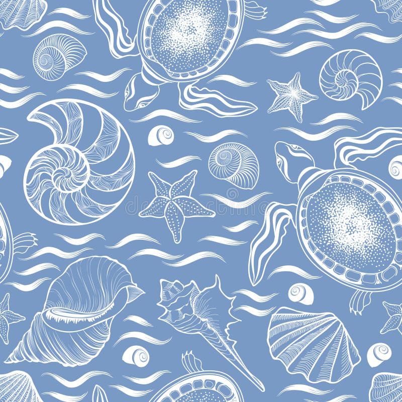 Seashell Nautilus. Sea Shell Set Ingraved Illustration Stock ... Seashell Nautilus. Sea Shell Set Ingraved Illustration Stock ...