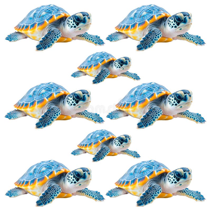 Marine Life Beauty Hawksbill Turtle Close-Up Stock Illustration ...