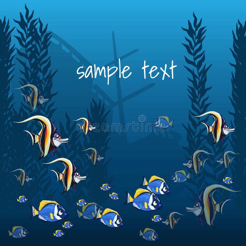 Marine Life in Bright Colors and Sample Text Stock Vector ...