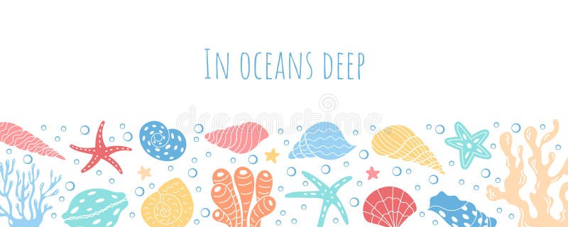 Marine Life Graphic with in Oceans Deep Text Stock Illustration ...
