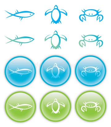 Marine life icon set stock vector. Illustration of agua - 13735399