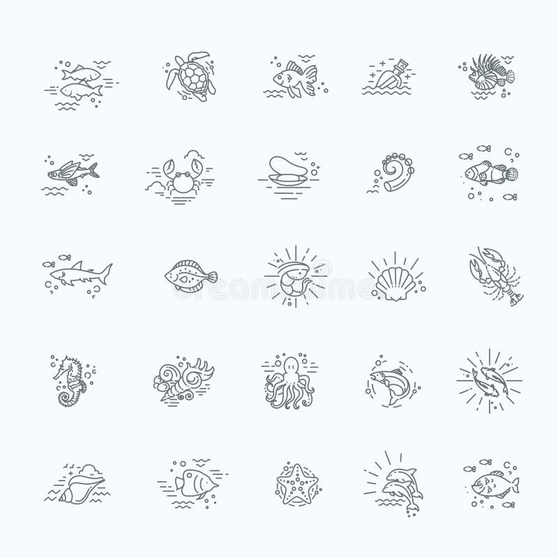 Marine life icon set stock vector. Illustration of octopus - 79873262