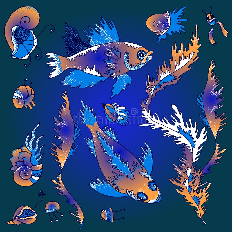 Marine life stock vector. Illustration of shell, drawn - 48897703