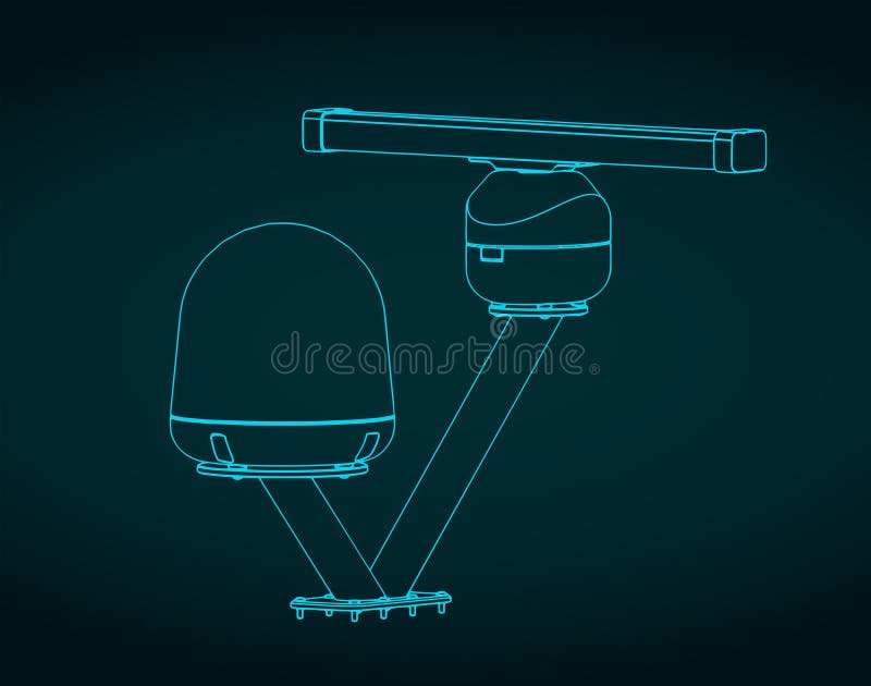 Marine Navigation Radars Blueprint Stock Illustration - Illustration of ...
