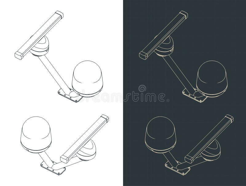Marine Navigation Radars Isometric Blueprints Stock Vector ...