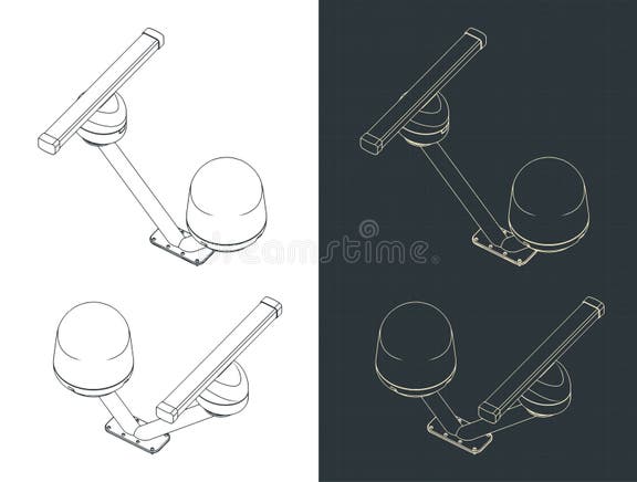 Marine Navigation Radars Isometric Blueprints Stock Vector ...