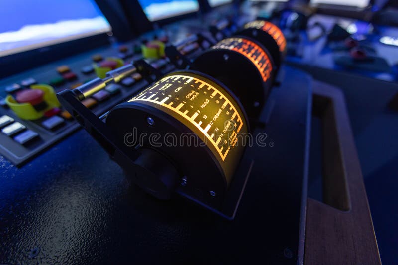 Marine Navigation Simulator Captains Bridge Control Panel Stock Photos ...