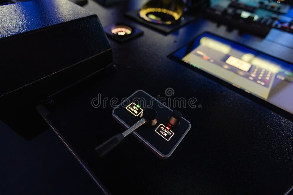 Marine Navigation Simulator. Control Panel with Illuminated Buttons ...