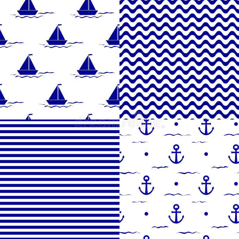 Marine Pattern with Starfish and Waves Stock Vector - Illustration of ...