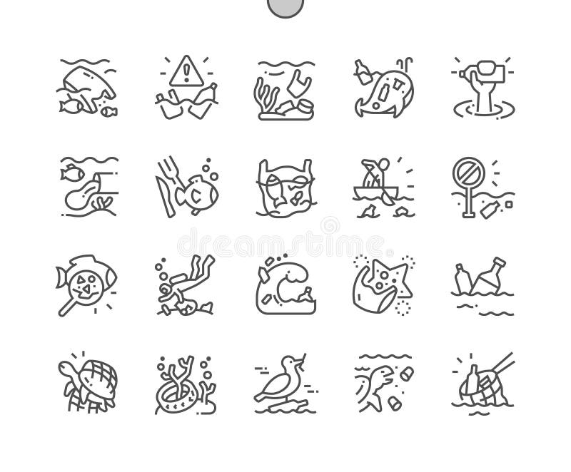 Marine Pollution Icon Set. Included the Icons As Ocean Trash, Waste ... Marine Pollution Icon Set. Included the Icons As Ocean Trash, Waste ...