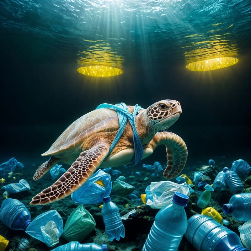 Underwater Plastic Contamination with Marine Turtle in Distress for Use ...