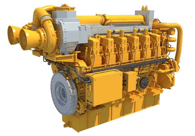 Marine Propulsion Engine for Ships, Yachts and Boats 3D Rendering Stock ...