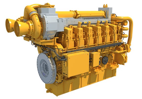 Marine Propulsion Engine for Ships, Yachts and Boats 3D Rendering Stock ...