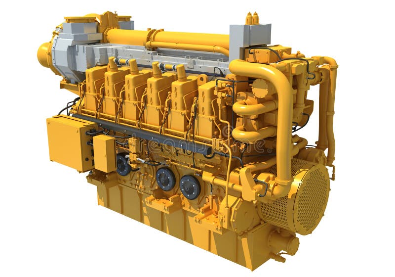 Marine Propulsion Engine for Ships, Yachts and Boats 3D Rendering Stock ...