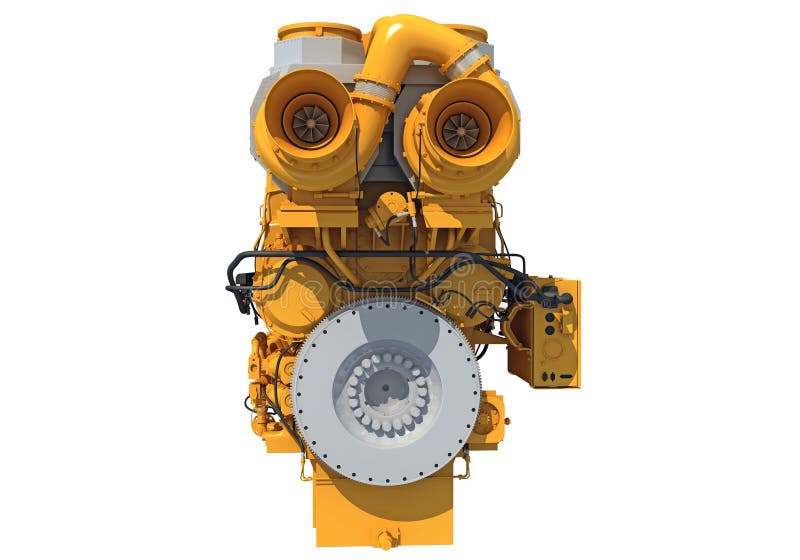 Marine Propulsion Engine for Ships, Yachts and Boats 3D Rendering Stock ...