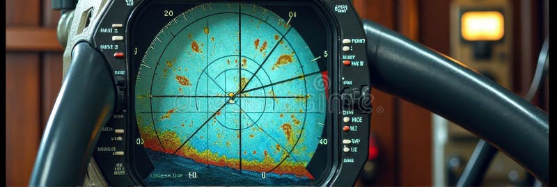 Marine Radar Display on Ship Bridge with Compass and Navigational ...