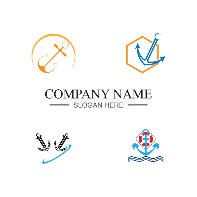 Marine Retro Emblems Logo with Anchor and Rope, Anchor Logo - Vector ...