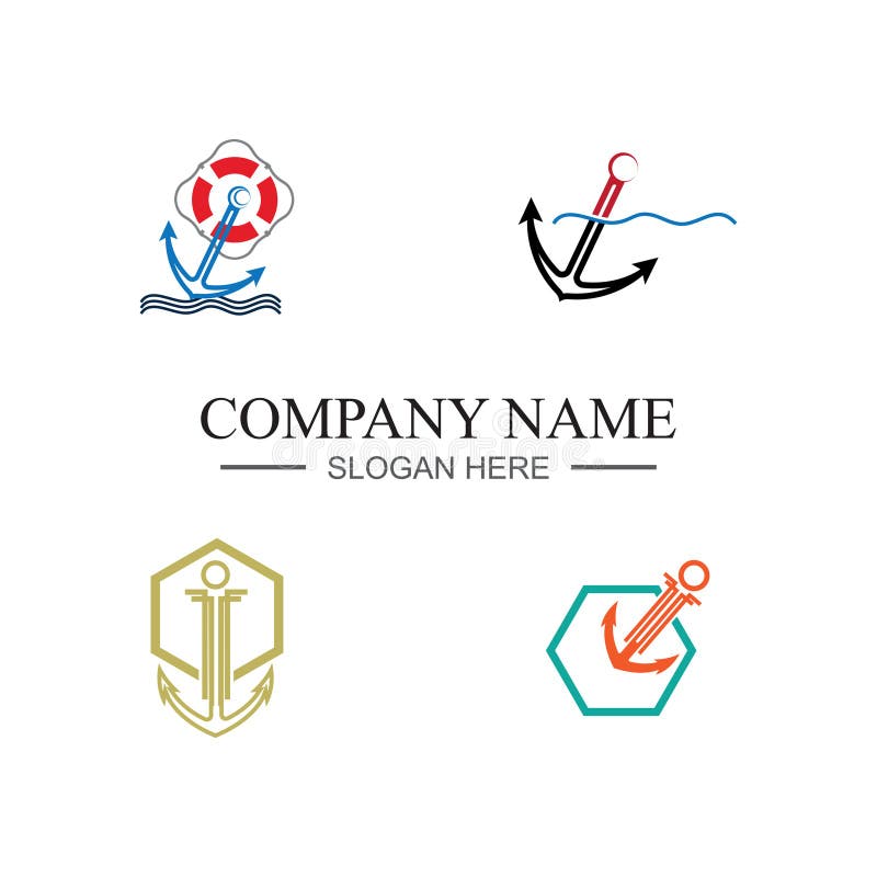 Marine Retro Emblems Logo with Anchor and Rope, Anchor Logo - Vector ...
