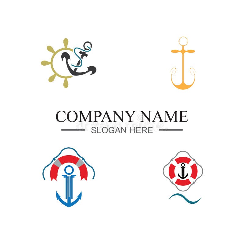 Marine Retro Emblems Logo with Anchor and Rope, Anchor Logo - Vector ...