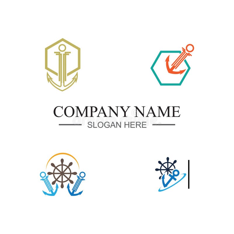 Marine Retro Emblems Logo with Anchor and Rope, Anchor Logo - Vector ...