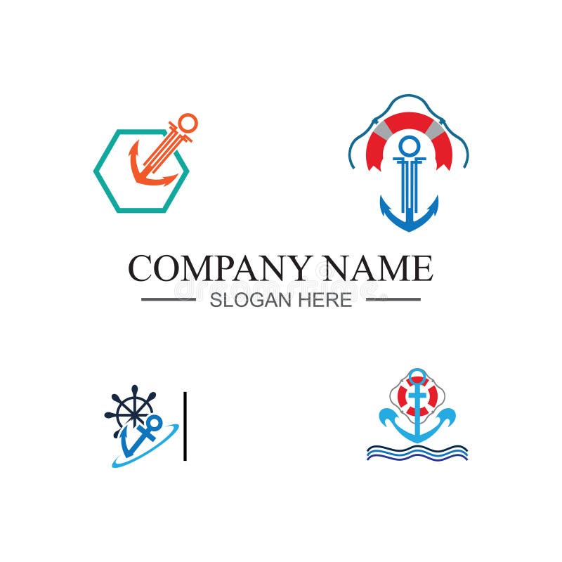 Marine Retro Emblems Logo with Anchor and Rope, Anchor Logo - Vector ...