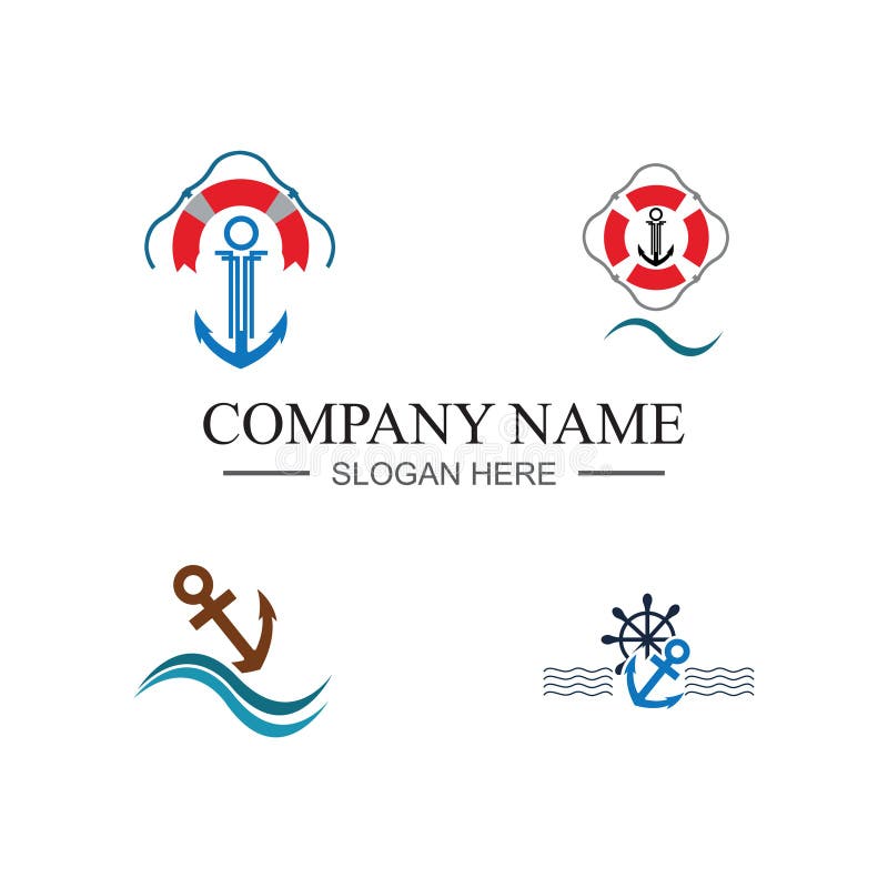 Marine Emblems Logo with Anchor and Rope, Anchor Logo - Vector Stock ...