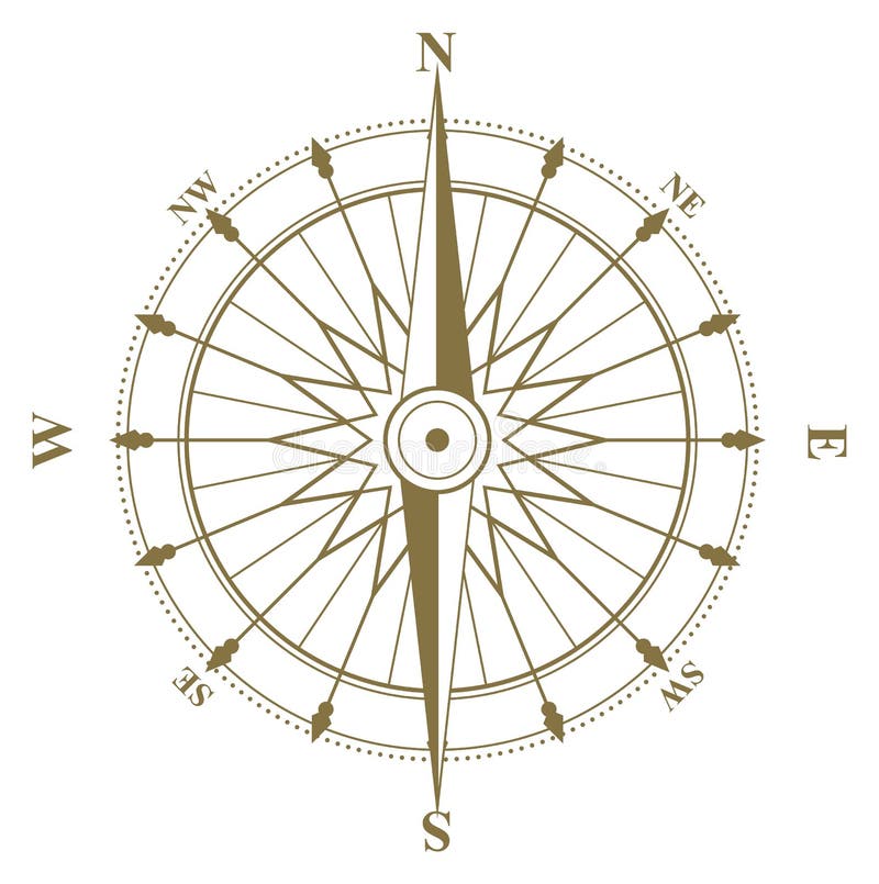 Marine Rose of Wind Retro Compass Windrose Sign Stock Vector ...