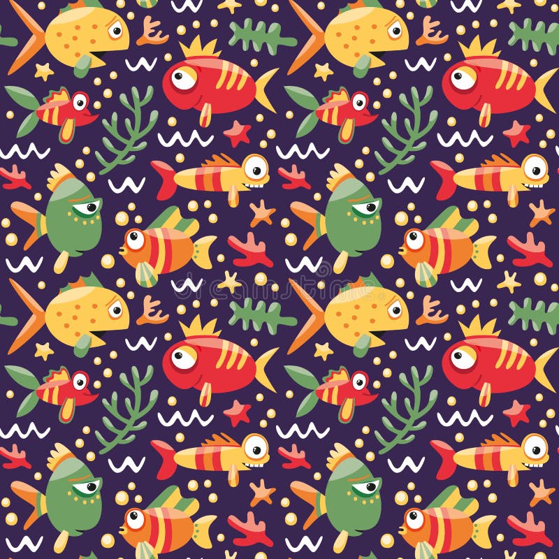 Cute Set of Marine Patterns with Mermaids, Sea, Ships, Yachts, Seaweed ...