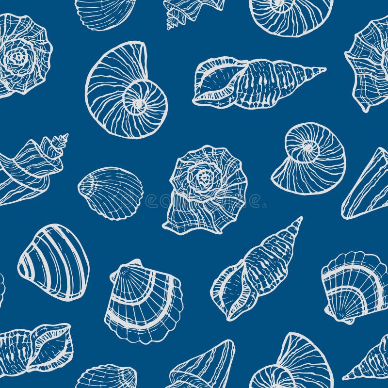 Underwater Sea Shells and Star Pattern. Ocean Seamless Texture Stock ...