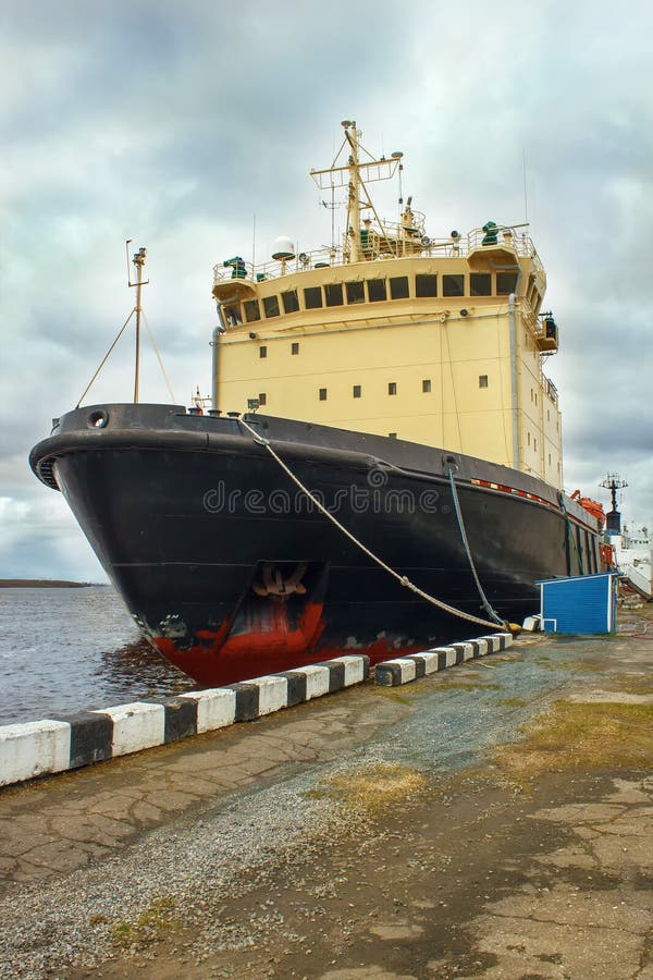 Marine Ship on the Dock Front View Stock Image - Image of mode, pushing ...
