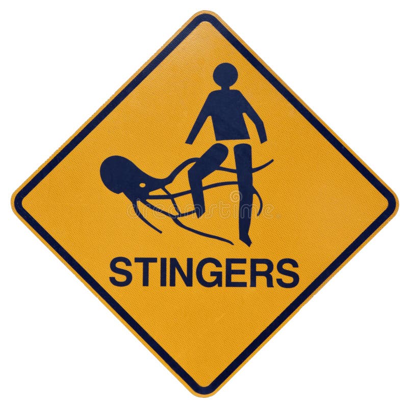 Marine Stingers or Jelly Fish Warning Sign Stock Image - Image of ...