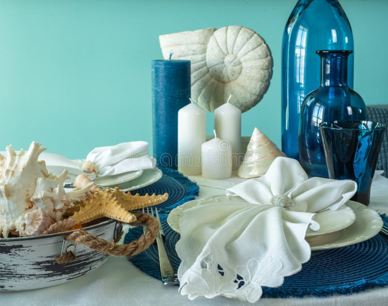 Marine Style in the Interior, Table Setting in a Sea Style Stock Photo ...