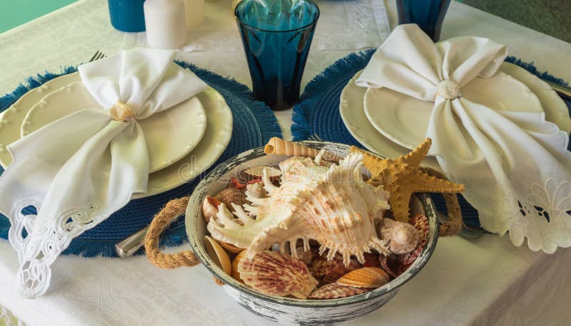 Marine Style in the Interior, Table Setting in a Sea Style Stock Photo ...
