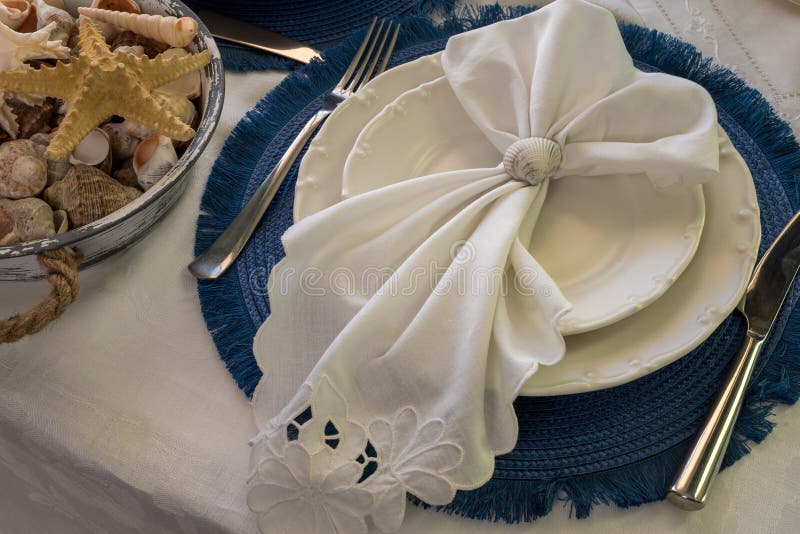 Marine Style in the Interior, Table Setting in a Sea Style Stock Photo ...