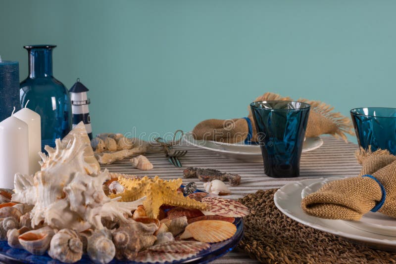 Marine Style in the Interior, Table Setting in a Sea Style Stock Photo ...