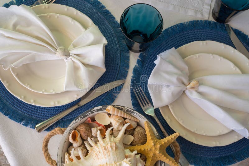 Marine Style in the Interior, Table Setting in a Sea Style Stock Photo ...