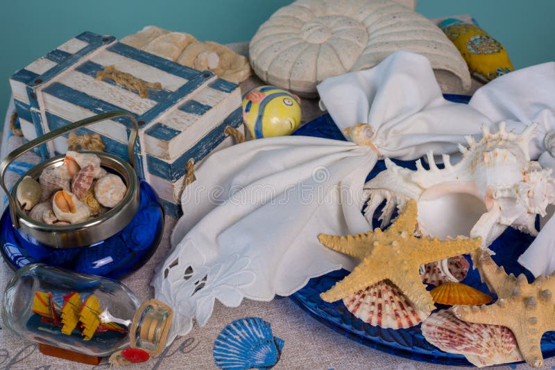 Marine Style in the Interior, Table Setting in a Sea Style Stock Image ...