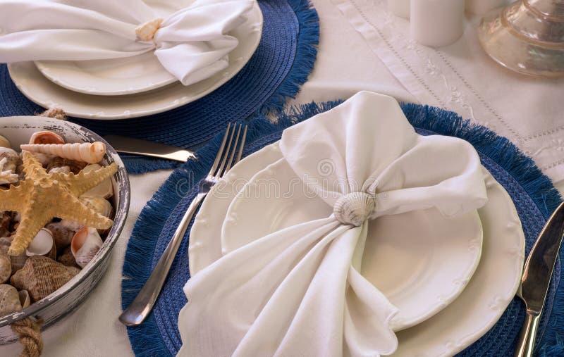 Marine Style in the Interior, Table Setting in a Sea Style Stock Image ...