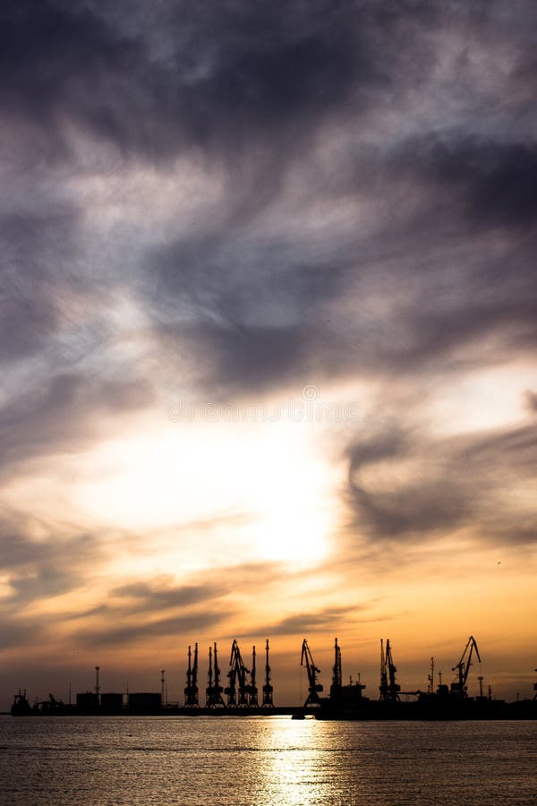 Marine Sunset of the Port City Stock Image - Image of citylandscape ...