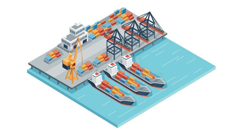 Marine Terminal with Cargo Ships and Cargo Crane Freight Forwarding ...