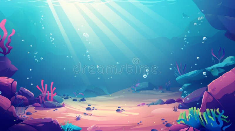 Marine Undersea Area Modern Logo with Ocean Underwater Background ...