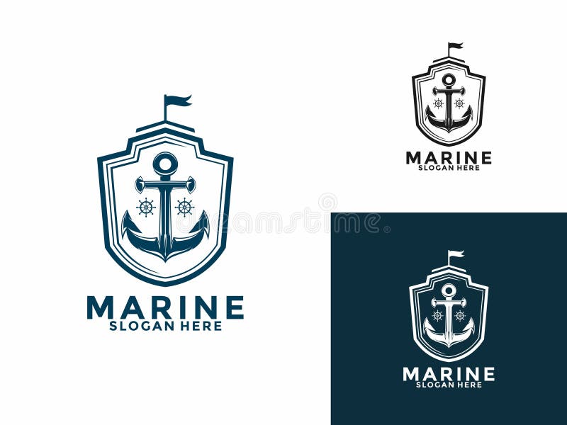 Marine Vintage Logo Design Vector, Marine Retro Emblems Logo with ...
