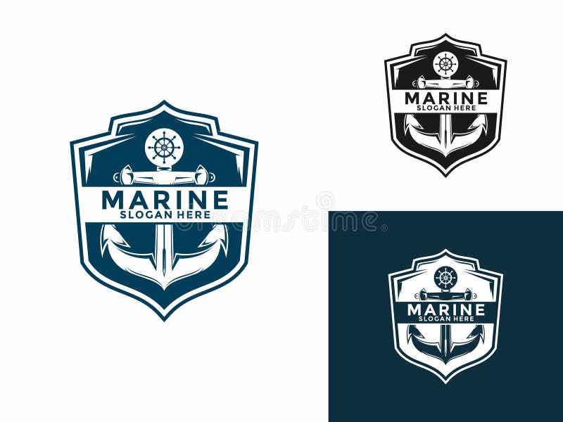 Marine Vintage Logo Design Vector, Marine Retro Emblems Logo with ...