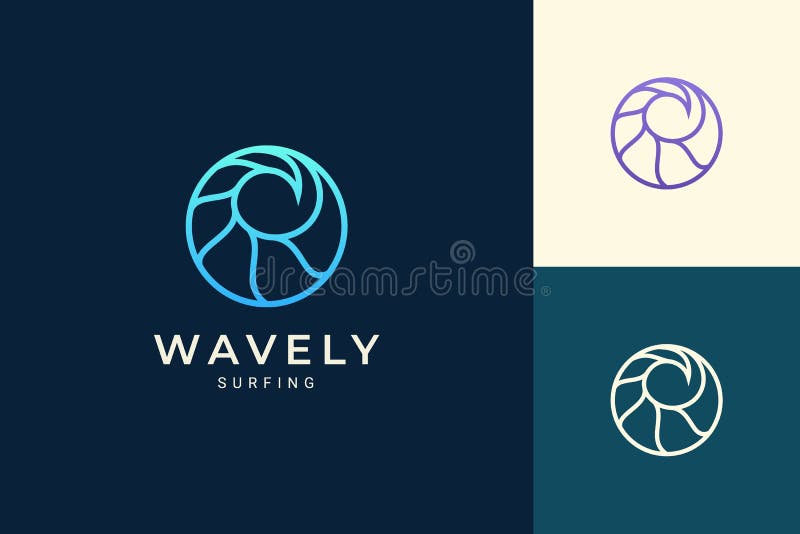 Marine or Water Theme Logo in Simple Ocean Wave Circle Shape Stock ...