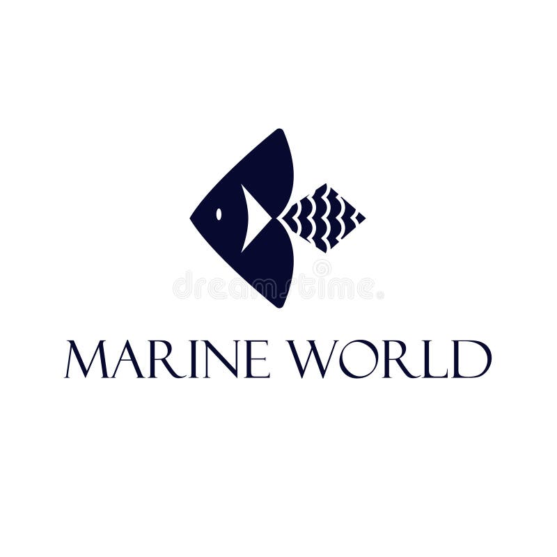Marine World Vector Logo Design. Abstract Geometric Fish Logotype Stock ...
